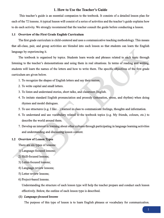 Myanmar Grade 1 English Teacher Guide LearnBig Myanmar Grade 1 English Teacher Guide LearnBig